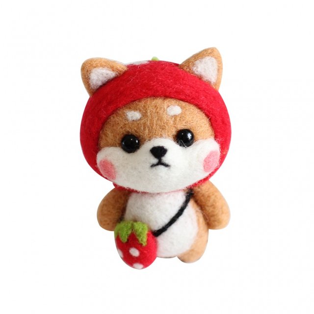Felt wool diy handmade material bag pendant surprise Shiba Inu ornament ...