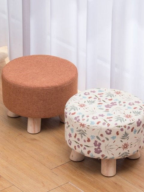Solid Wood Small Cloth Pier Low Stool Fashion Cotton and Linen Small ...