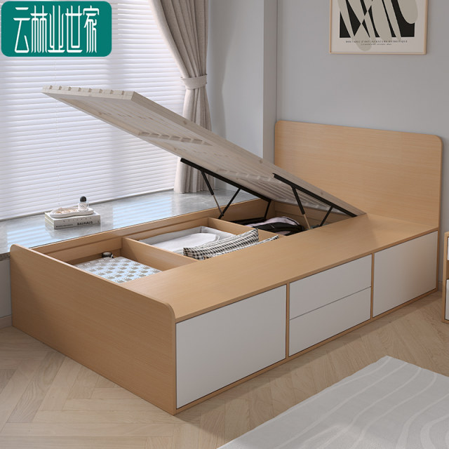 Customized small apartment single bed box second bedroom tatami bed ...