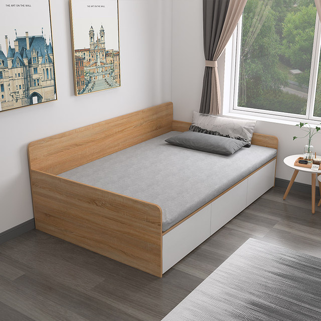 Modern minimalist study room tatami bed storage solid wood storage ...