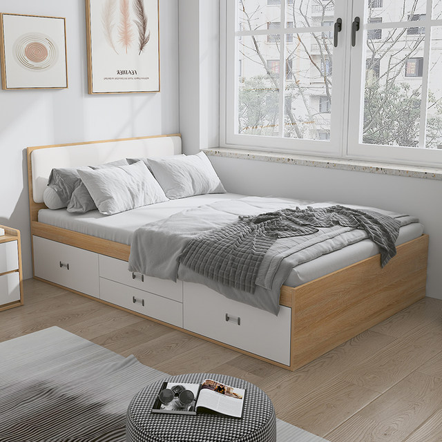 Soft package tatami storage bed panel small apartment high box bed ...