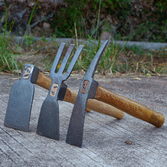 Flower hoe, grass hoe, nail rake, wooden handle, small hoe, garden farm ...