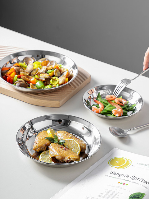 onlycook 304 stainless steel plate disc kitchen dish food grade plate ...