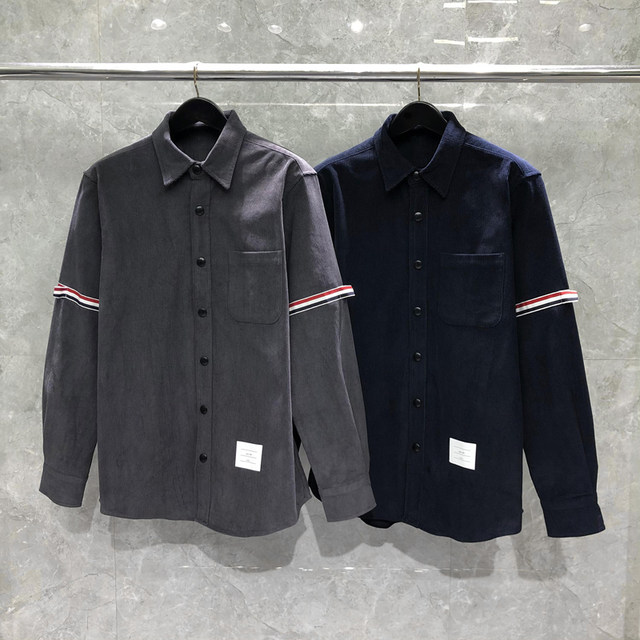 tb men's shirt autumn and winter new casual retro trend double-sleeved ...