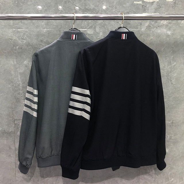 TB trendy brand autumn and winter new bomber jacket men's yarn-dyed ...