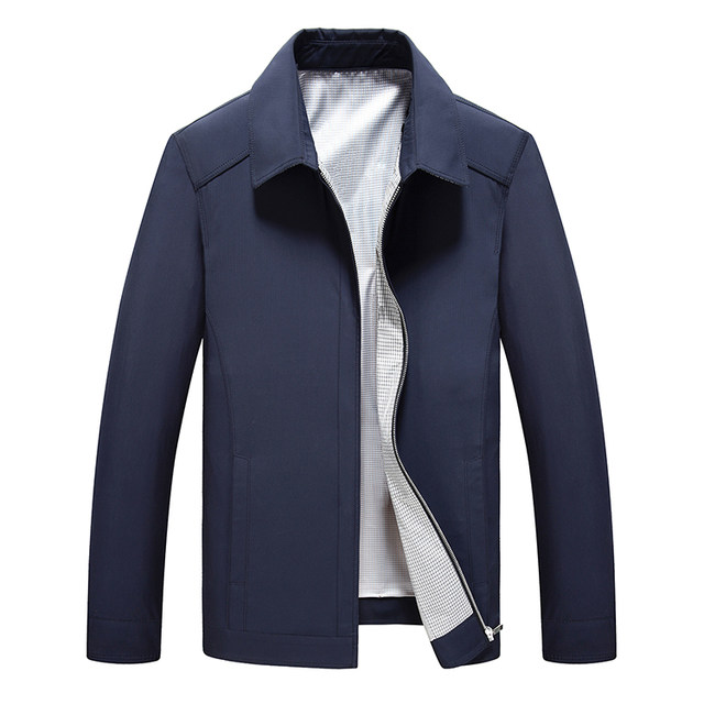 Autumn dad jacket business casual gentleman men's lapel zipper jacket ...