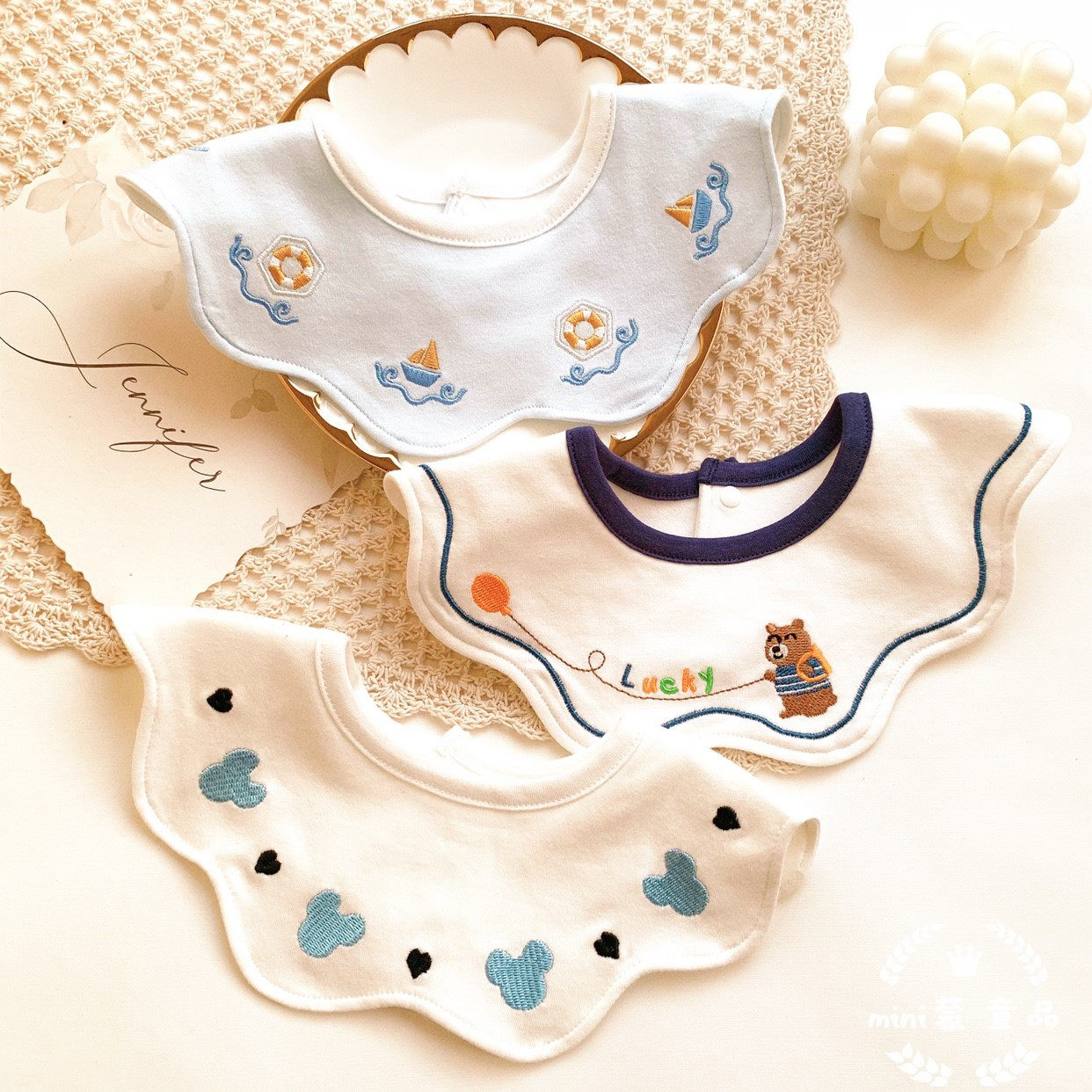 Korean version ins baby saliva napkin waterproof eating bib baby pure ...
