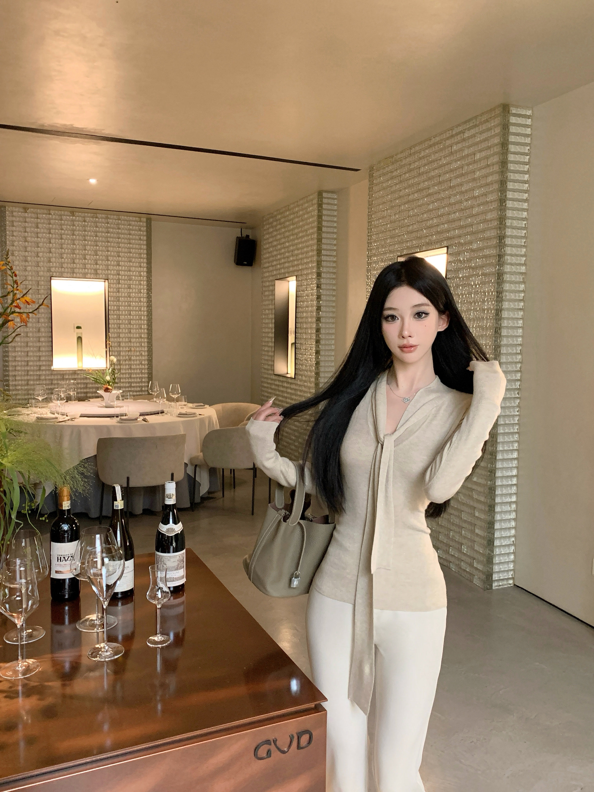 Mimo dk Korean style atmospheric V-neck sweater for women in autumn and ...