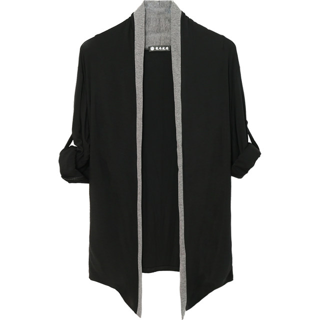 Summer long-sleeved cardigan mid-length thin cape Korean version slim ...