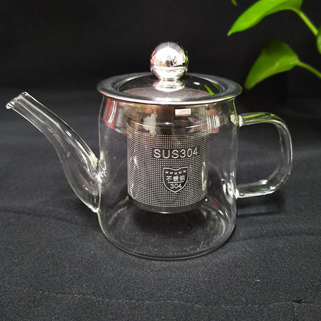 Heat-resistant mini glass teapot household stainless steel inner tank ...