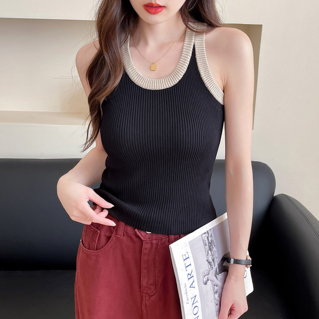 Tangshi 2023 Autumn and Winter New Women's Camisole Bottoming Contrast ...