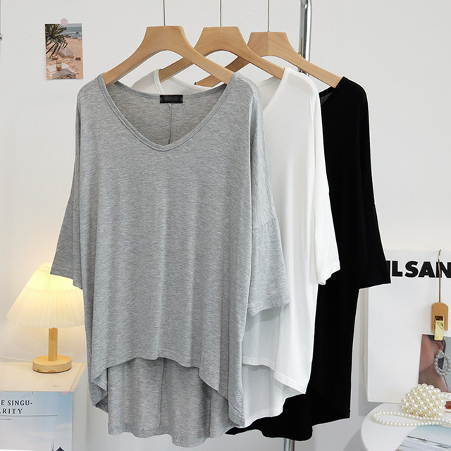 Big V -neck Modal T -shirt Female Summer Short and Holly Holly Holds ...