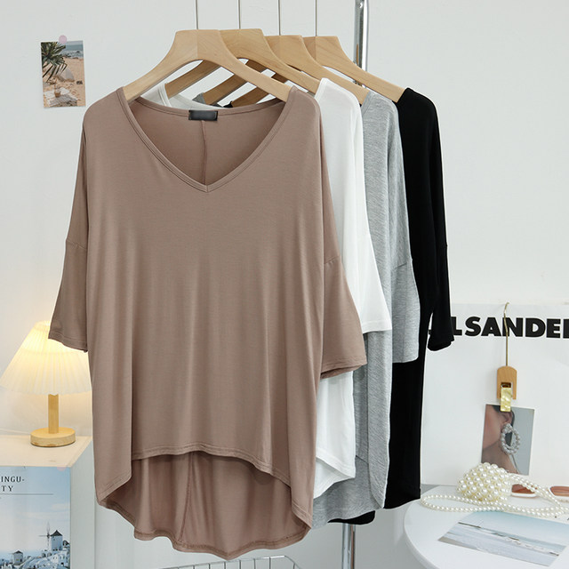 Big V -neck Modal T -shirt Female Summer Short and Holly Holly Holds ...