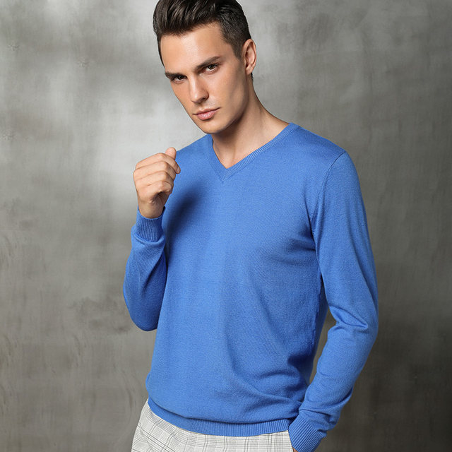 2023 Spring and Autumn New Men's Thin V-Neck Pullover Cashmere Knitted ...
