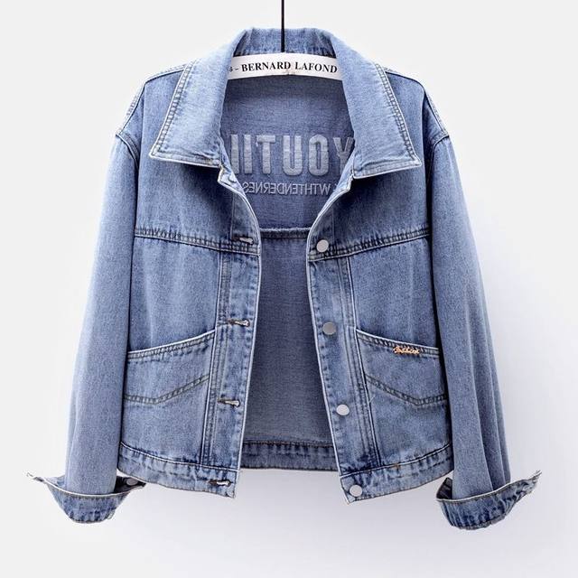 Salt-style street fried solid color denim jacket for women spring and ...