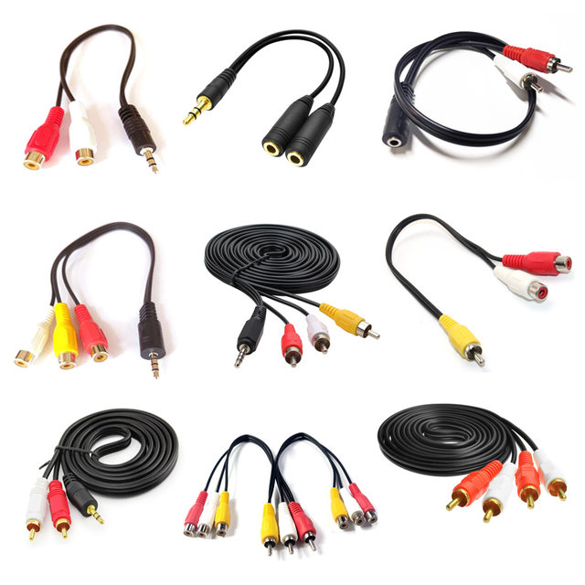 Audio converter lotus head audio cable 3.5 to av mother one minute two ...