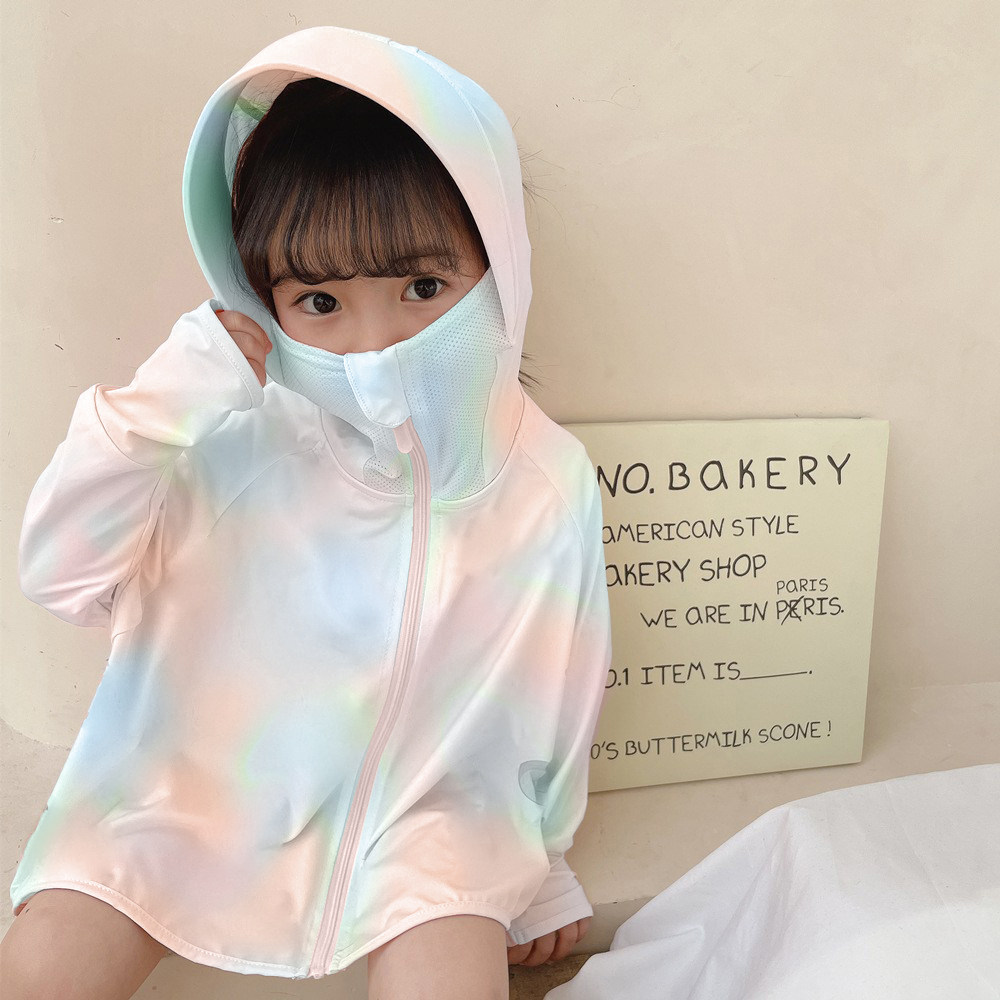 Gradient children's ice silk sun protection clothing summer dopamine ...