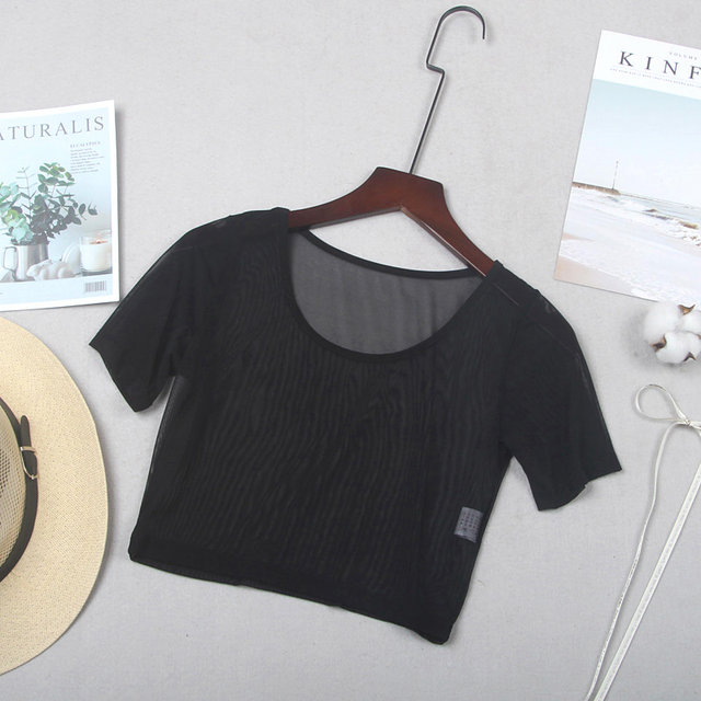 2020 spring and summer new half -cut bottom shirt female short -sleeved ...