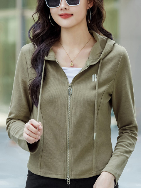 The hat -only zipper guard clothing female autumn and winter sports ...