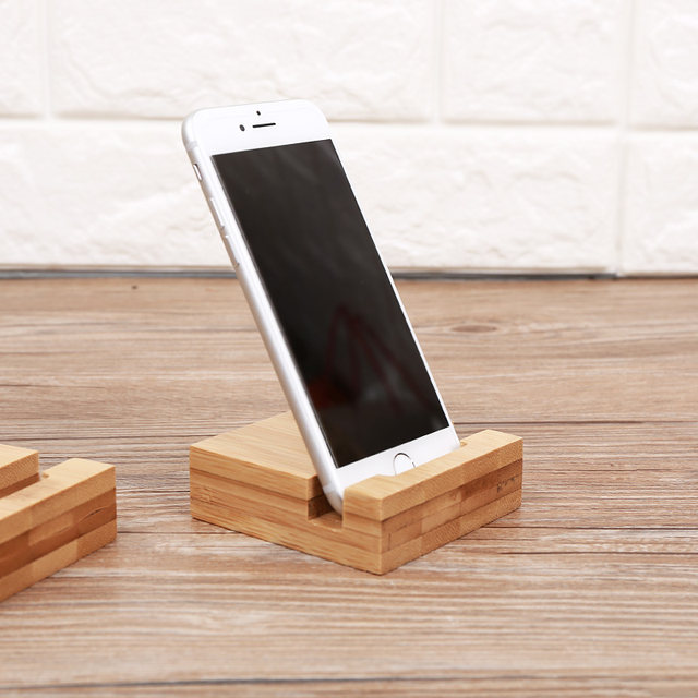 KENS creative bamboo storage rack desktop mobile phone tablet holder ...