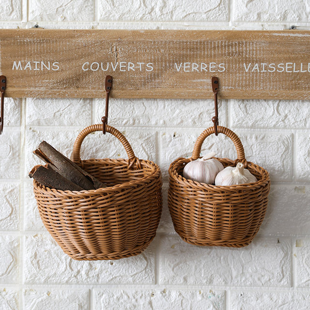 Kens Nordic woven basket kitchen ginger and garlic storage basket retro ...