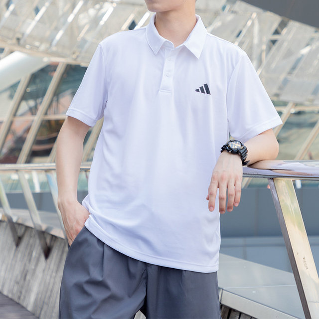 Adidas short-sleeved men's summer new sports casual quick-drying lapel ...
