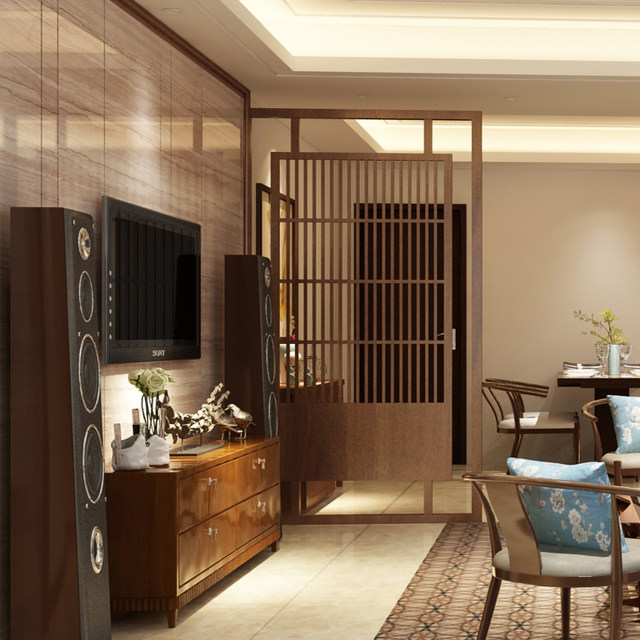 Modern minimalist solid wood living room partition screen Chinese style ...