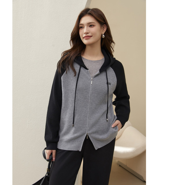 Xianli Show large size women's hooded wild double zipper lazy comfort ...