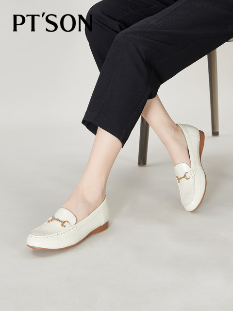 Bai Tiansen's head layer cowhide Lefu shoes soft leather soft bottom ...