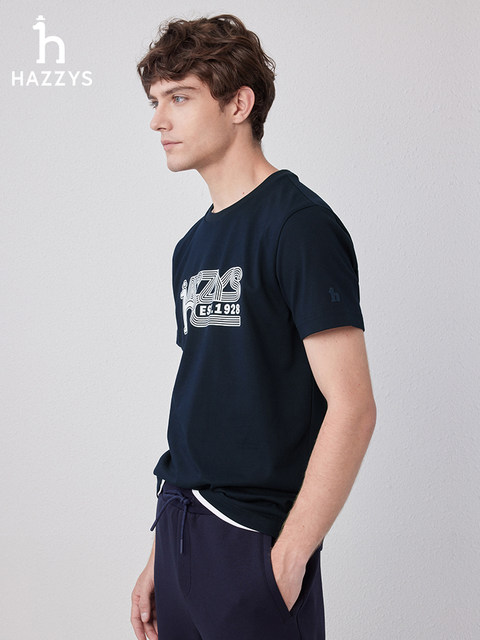 Hazzys new summer men's casual round neck top fashionable short-sleeved T-shirt