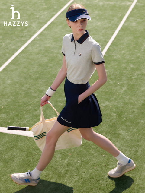 Hazzys Polo shirt for women 2025 spring and summer new casual short-sleeved T-shirt sports ...