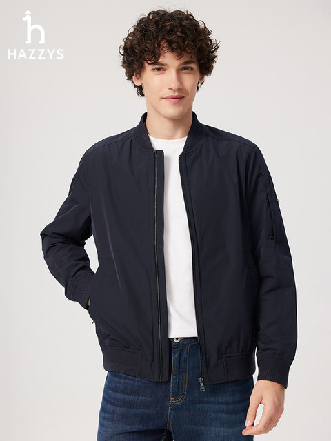 Hazzys 2025 spring and summer new men's bomber jacket textured jacket