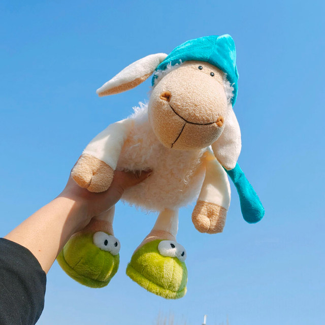 Little sheep doll sleepy woolen stuffed toy nightcap sheep doll sleeps ...