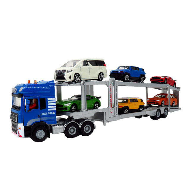 Jingbang alloy car transporter double-decker car trailer toy semi ...