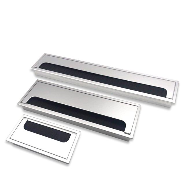 Computer desktop line box desk hidden aluminum alloy brush threading ...