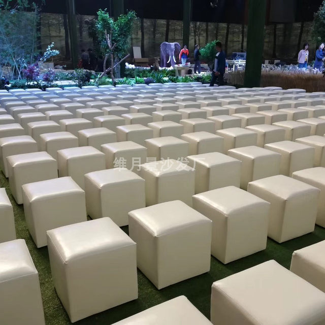 White Exhibition Event Bread Stool Leather Stool Square Stool Sofa ...