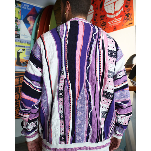 MEDRIA Autumn and Winter Purple Potion Retro Sweater Pop Bitter Melon Striped Ethnic Style ...