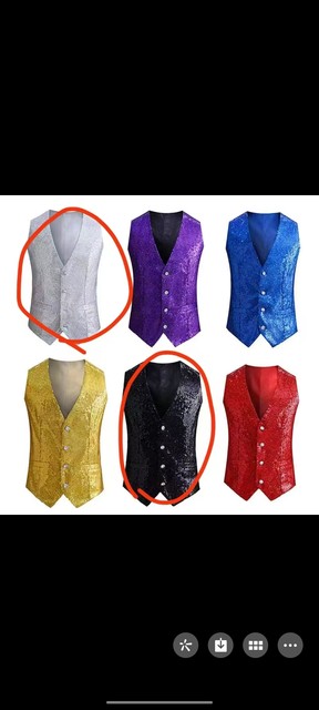 Stage performance shiny vest, royal blue, big red, gold, silver and ...