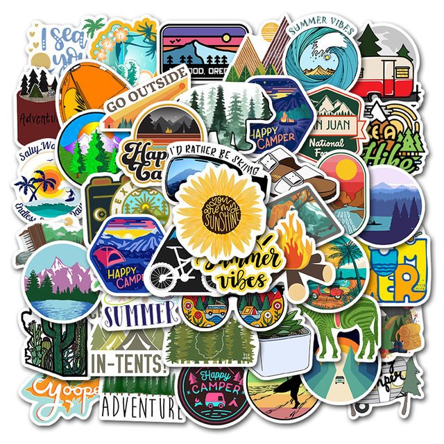50 outdoor wild travel scenery electric vehicle stickers car scooter ...