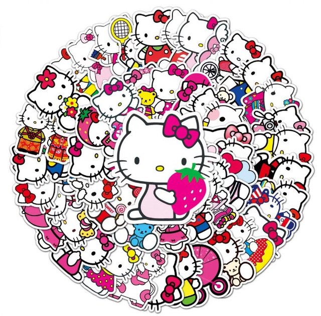 50 cartoon kt cat cute stickers laptop water cup mobile phone tablet ...