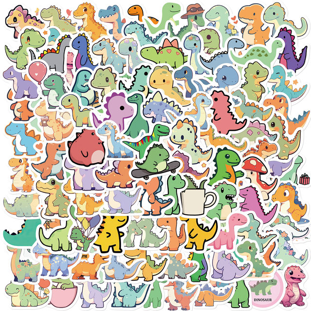 100 cartoon little dinosaur children's enlightenment stickers laptop ...