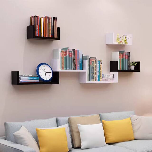 Living room wall rack hanging wall partition bedroom wall bookshelf TV ...