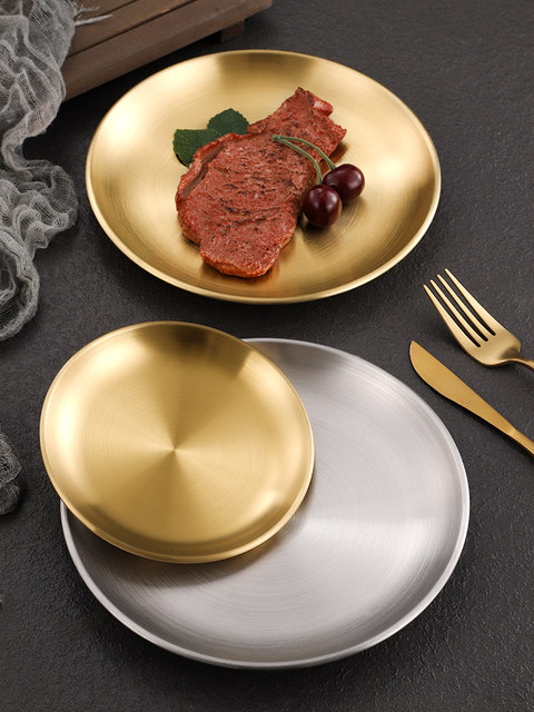 304 Stainless Steel Plate, Golden Cafe Tray, Korean-Style Thickened ...