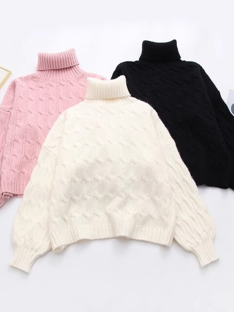 Junior high school students girl college style winter turtleneck ...