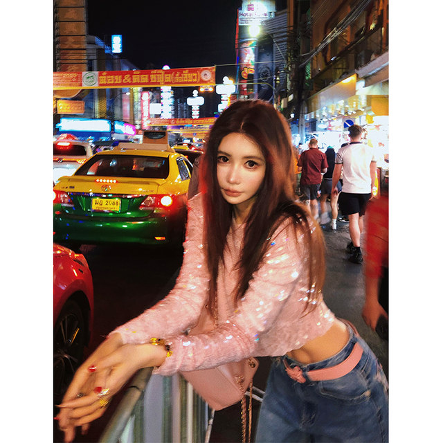 Li Wanjun Heavy Industry Sequin Long Sleeve T-shirt for Women Early ...