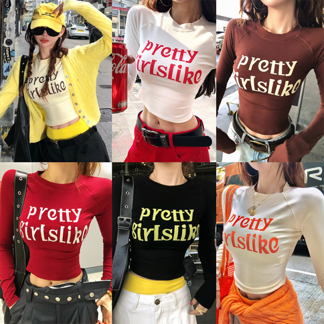 Li Wanjun Sweet and cool sniper American retro color-blocking printed T ...