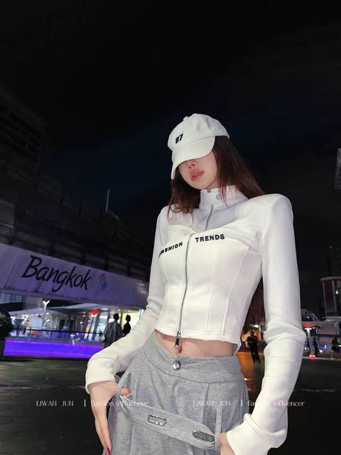 Li Wanjun Slimming Top American Printed Short Jacket Women's Spring and ...