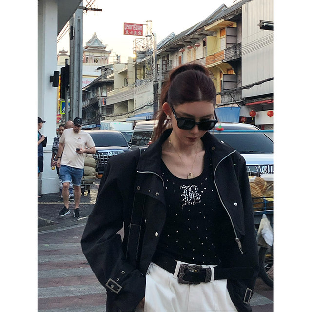 Li Wanjun American stand-up collar short jacket top for women early ...