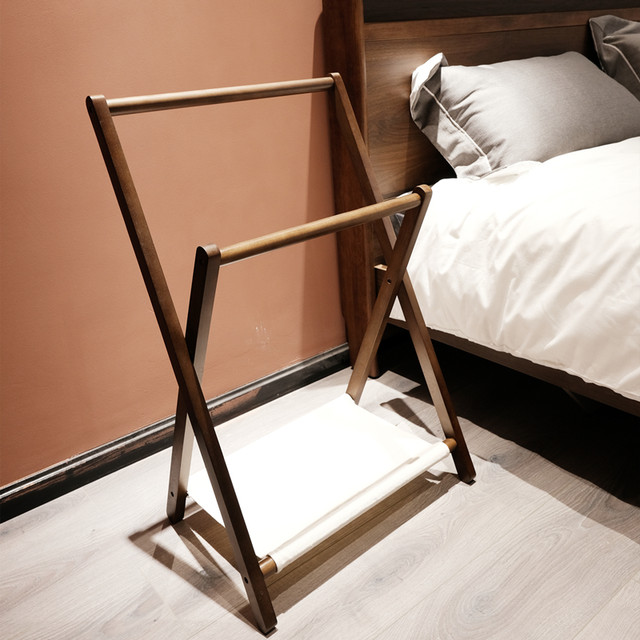 Bedside clothes rack floor folding solid wood bedroom sleeping at night ...