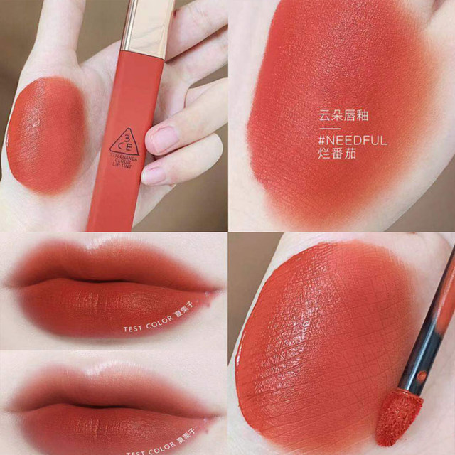 Korea 3ce cloud lip glaze rust red needful lipstick rotten tomato color ...